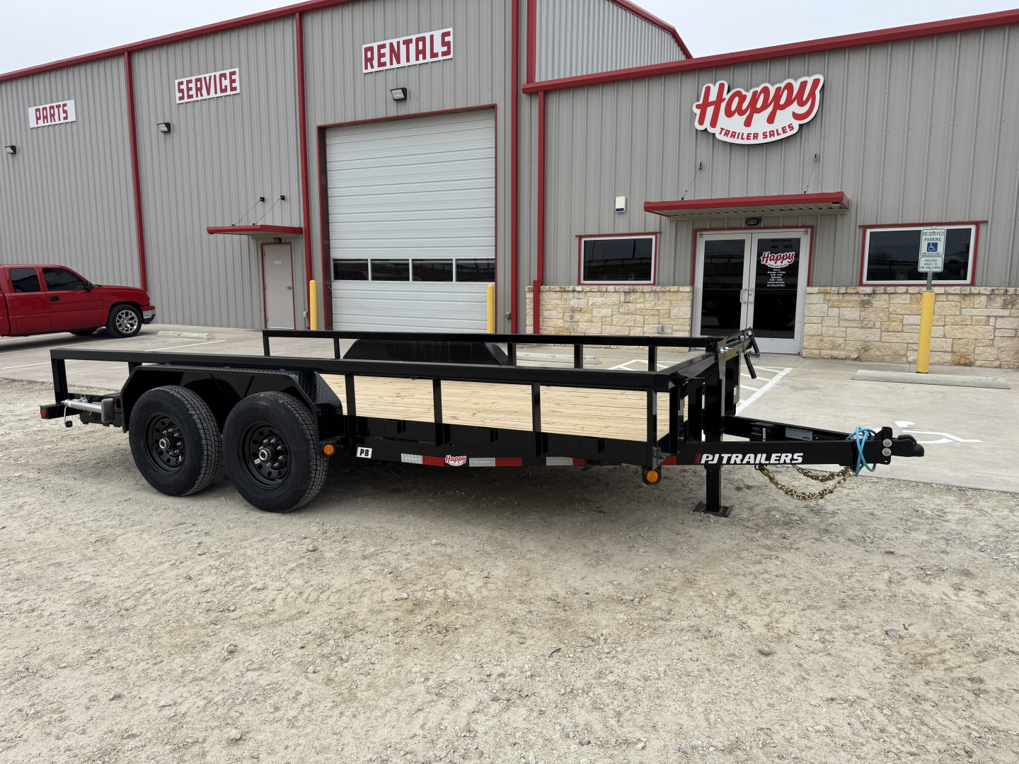 New 2026 PJ 83''x16' BP Angle Pipetop Trailer - P8