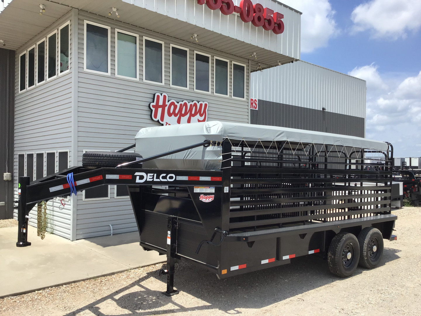 New 2025 Delco 6'8"x16' GN Bar Top Livestock Trailer - B8 Cattleman