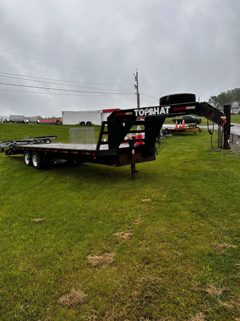 Used 2007 Top Hat 20+5 Gooseneck Deckover Equipment Hauler w/ Wedge Ramps