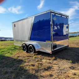 New 2025 Covered Wagon Trailers 7X16 TA BLU/SLVR RAMP/SIDE DOOR Cargo ...