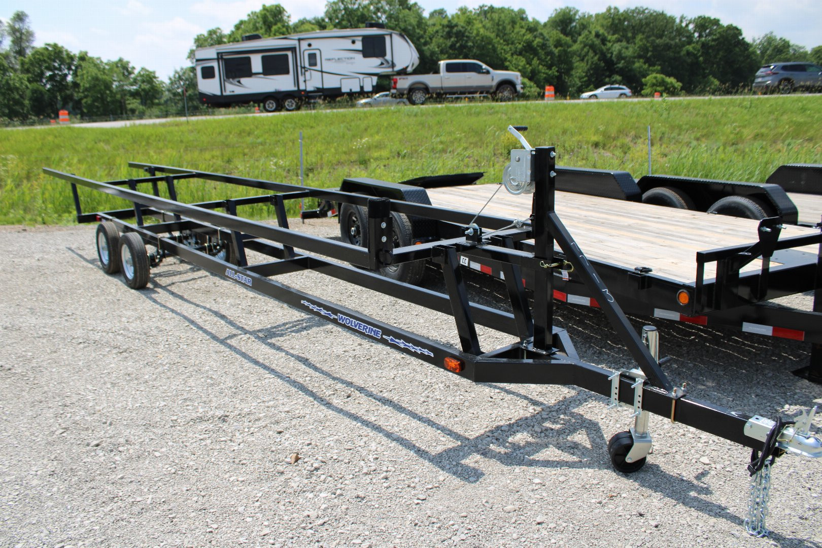 New 2026 Wolverine 24' TANDEM AXLE CRANK UP ALL STAR PONTOON TRAILER 48690 Boat Trailer