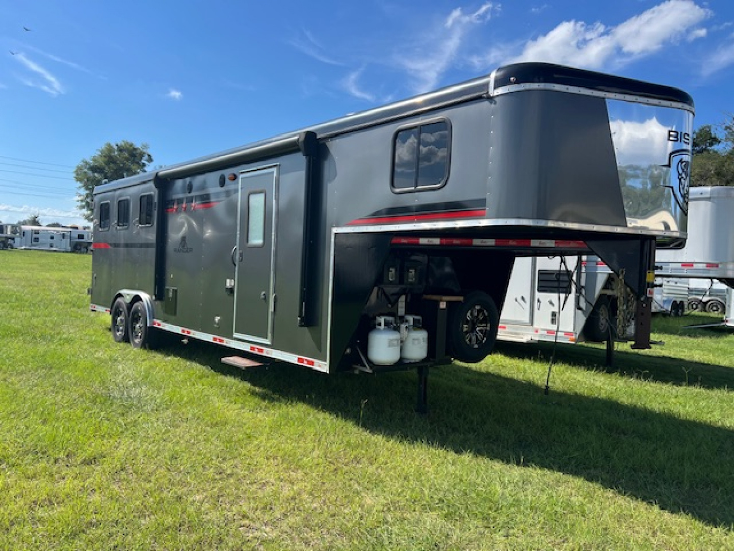 Used 2022 Bison Trailers 8' wide 3 horse Ranger w/9' living quarters ...