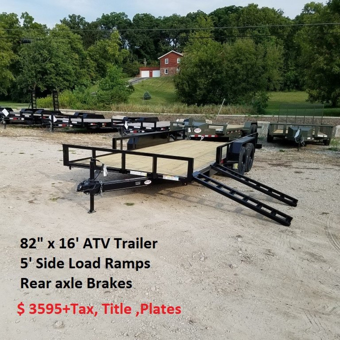 New 2025 MEB 82" x 16 ATV Trailer w/Side Load Ramps Utility Trailer for ...