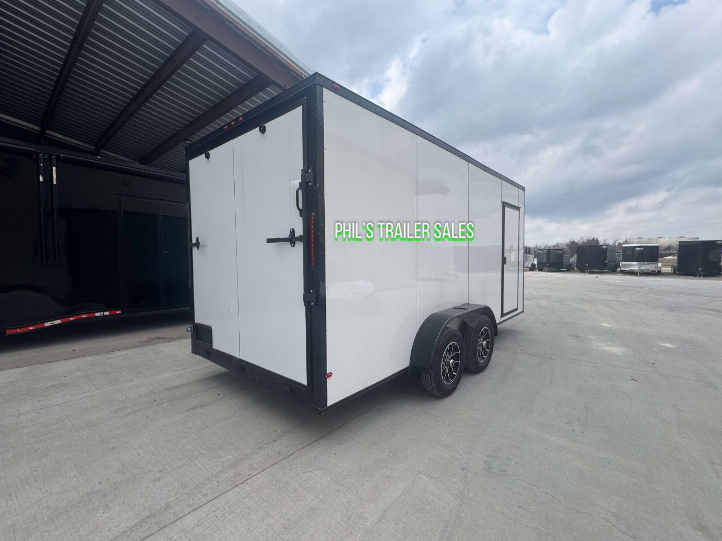 New 7X16 BLACKOUT PACKAGE ALUMINUM WHEELS EXTRA HEIGHT Cargo / Enclosed Trailer ONLY 1 AT THIS ...