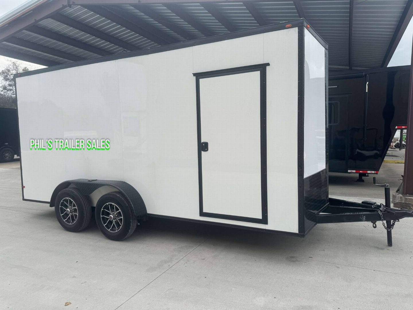 New 7X16 BLACKOUT PACKAGE ALUMINUM WHEELS EXTRA HEIGHT Cargo / Enclosed Trailer ONLY 1 AT THIS ...