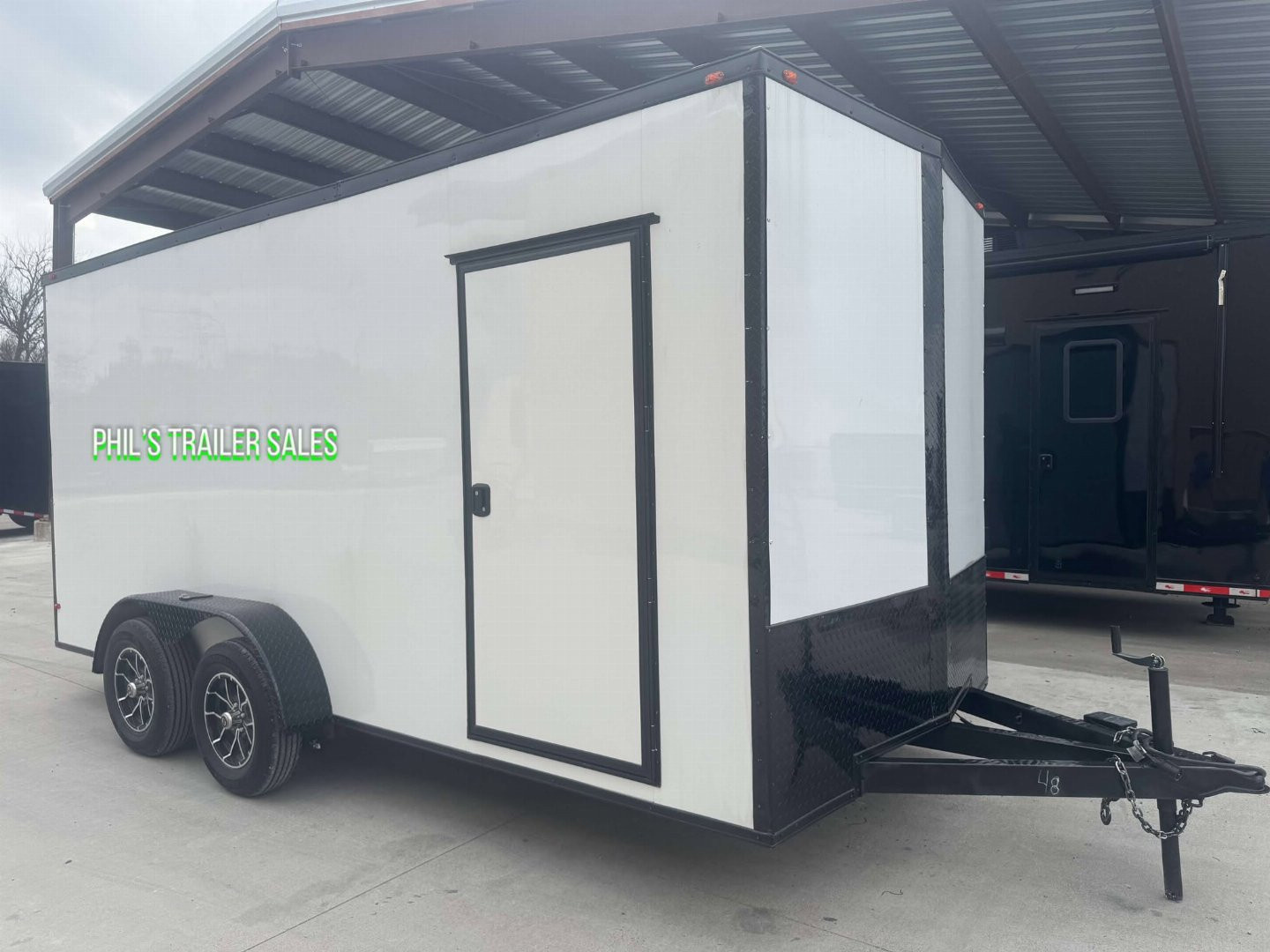 New 7X16 BLACKOUT PACKAGE ALUMINUM WHEELS EXTRA HEIGHT Cargo / Enclosed Trailer ONLY 1 AT THIS ...