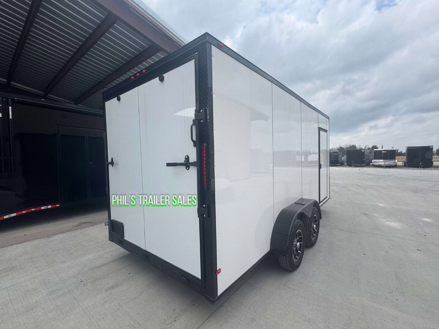New 7X16 BLACKOUT PACKAGE ALUMINUM WHEELS EXTRA HEIGHT Cargo / Enclosed Trailer ONLY 1 AT THIS ...