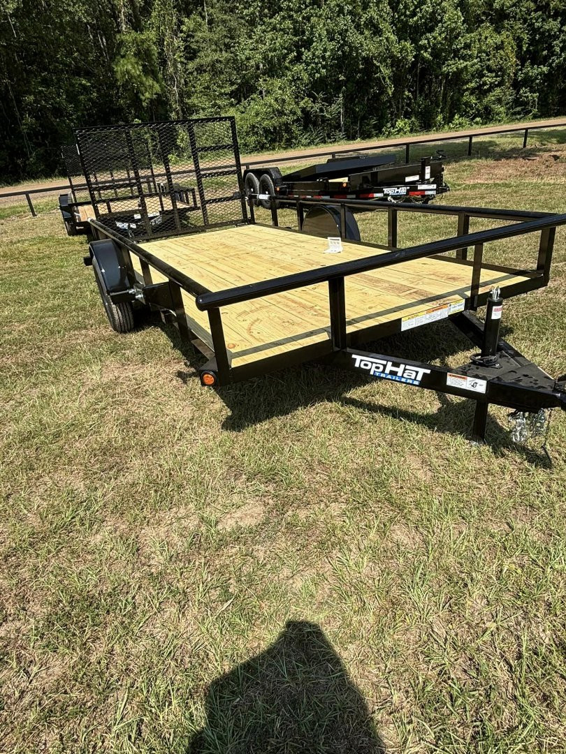 New 2024 Top Hat Trailers 77X14 SINGLE AXLE GATE Utility Trailer