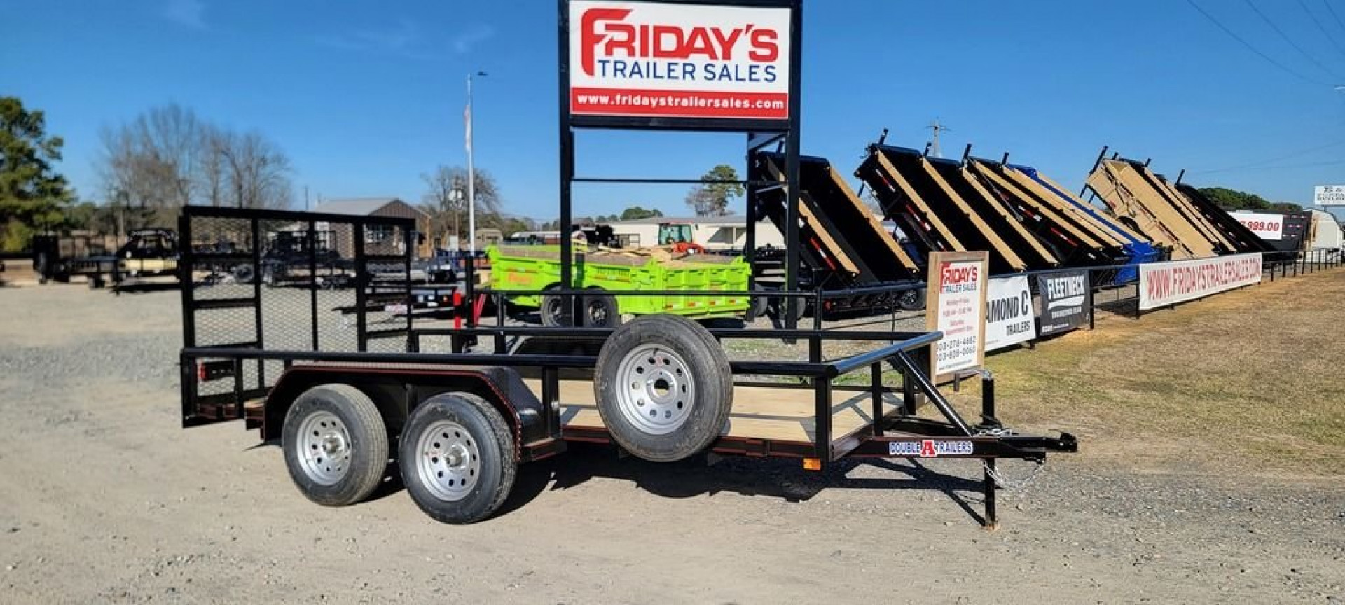 New 2024 Double A Trailers 14'x77" Tandem Axle Pipe Top w/ Tailgate