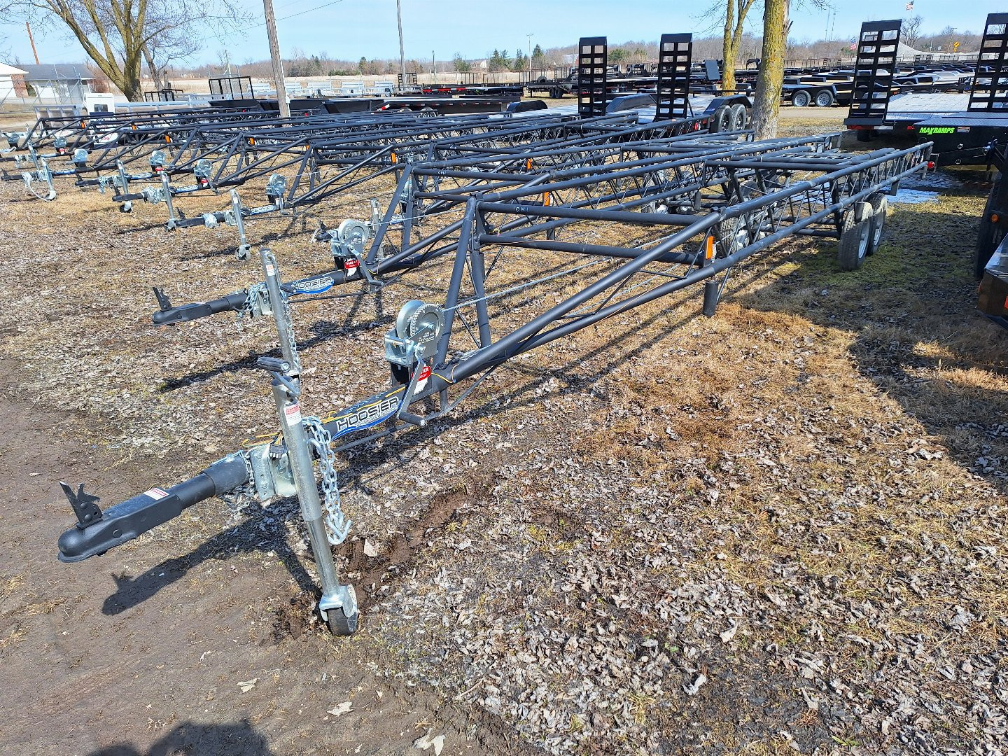 New 2025 Hoosier 20-24' Crank up Tandem Axle Pontoon Trailer