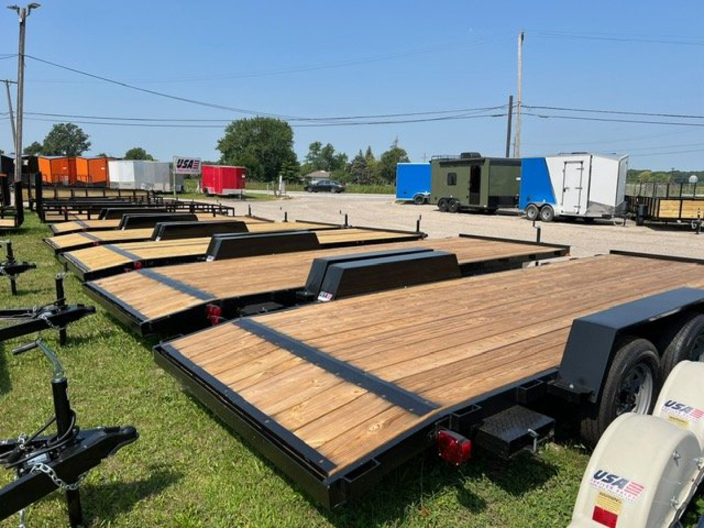 New 2025 AMO 20ft Wood Deck Car Hauler Trailer w/ 2 Axle Brake