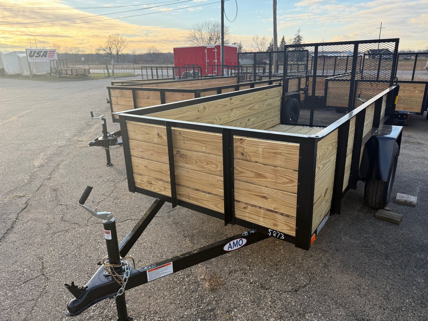 New 2025 5 x 10 3k AMO Wood Side Trailers