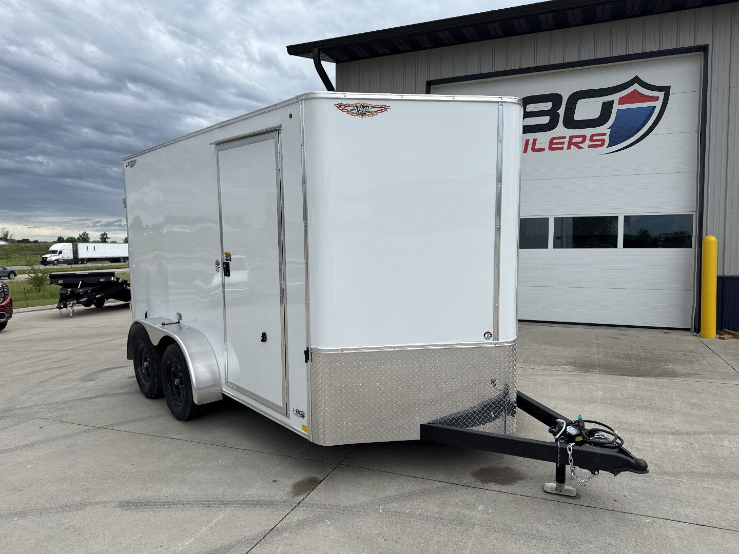 New 2025 H&H White 7'x12' 7k Flat Top V-Nose Enclosed Cargo Trailer for ...