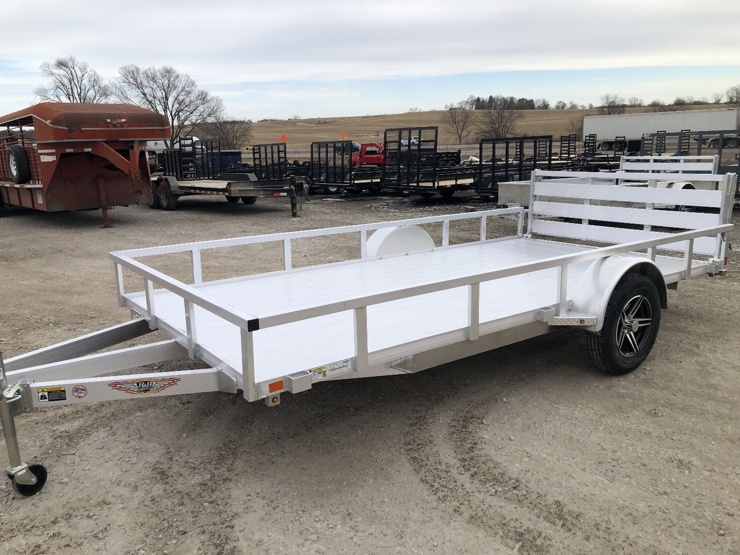 New 2025 H&H Aluminum 82"x12' 3k Rail Side Utility Trailer