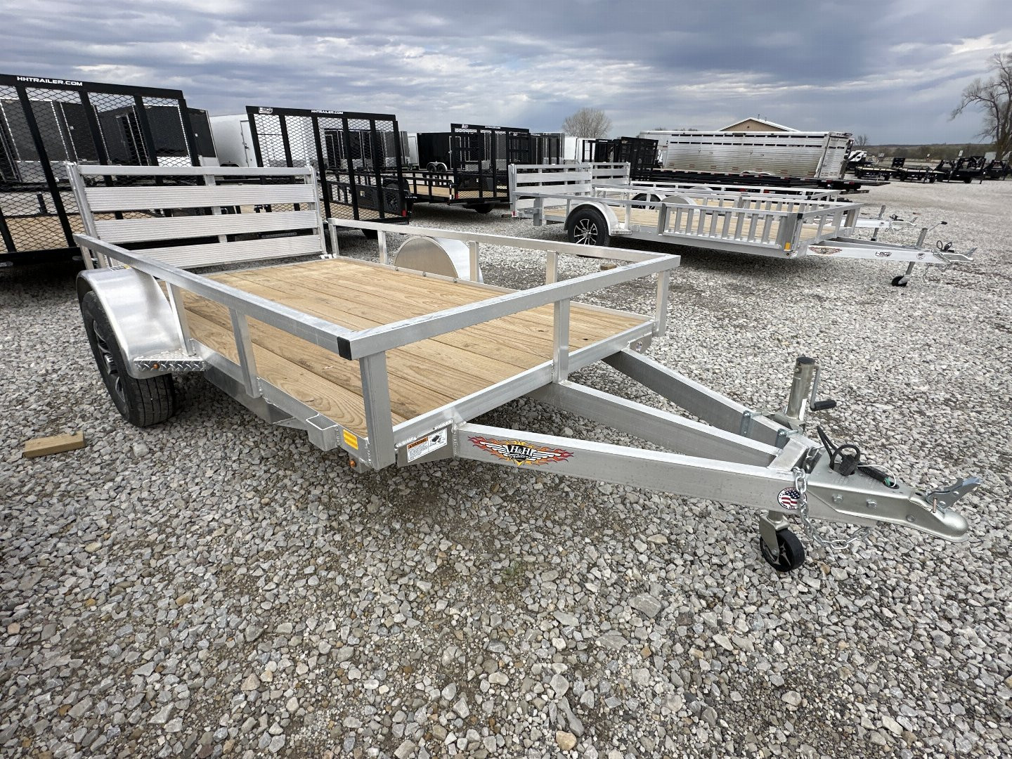 New 2025 H&H Aluminum 66"x10' 3k Rail Side Utility Trailer