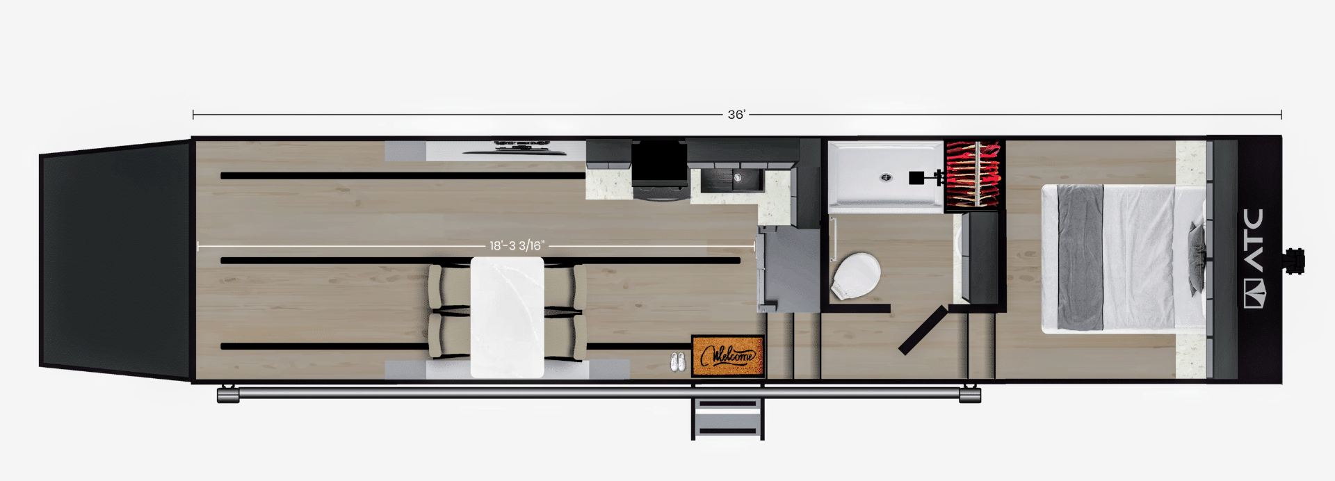 New CUSTOM-ORDER ATC 3618-750PLA Aluminum Gooseneck Toy Hauler