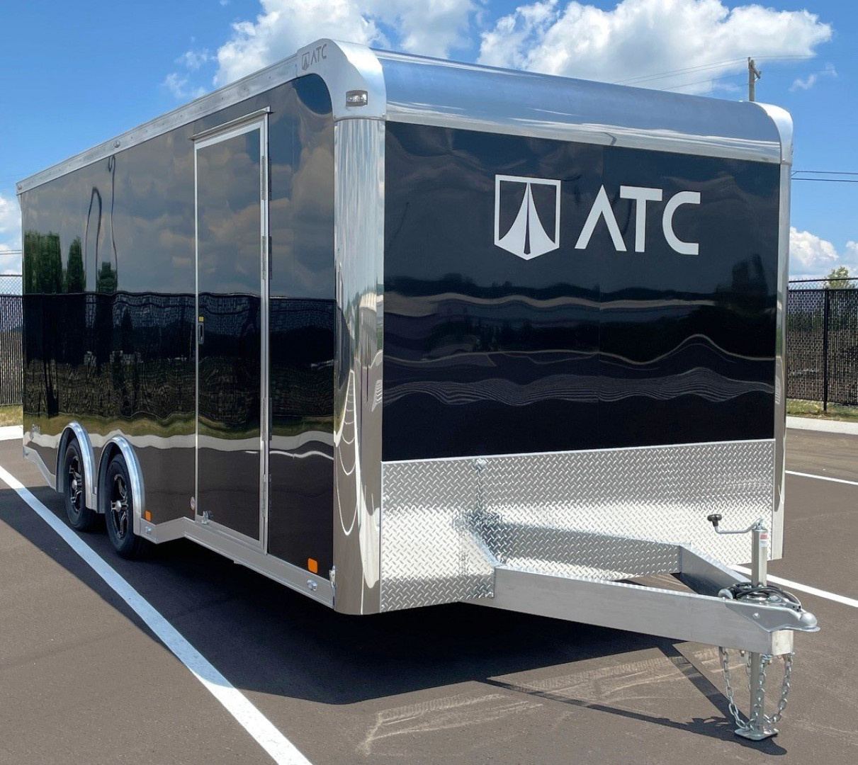 New ATC 8.5x20 Black Aluminum Car Trailer, Finished Interior