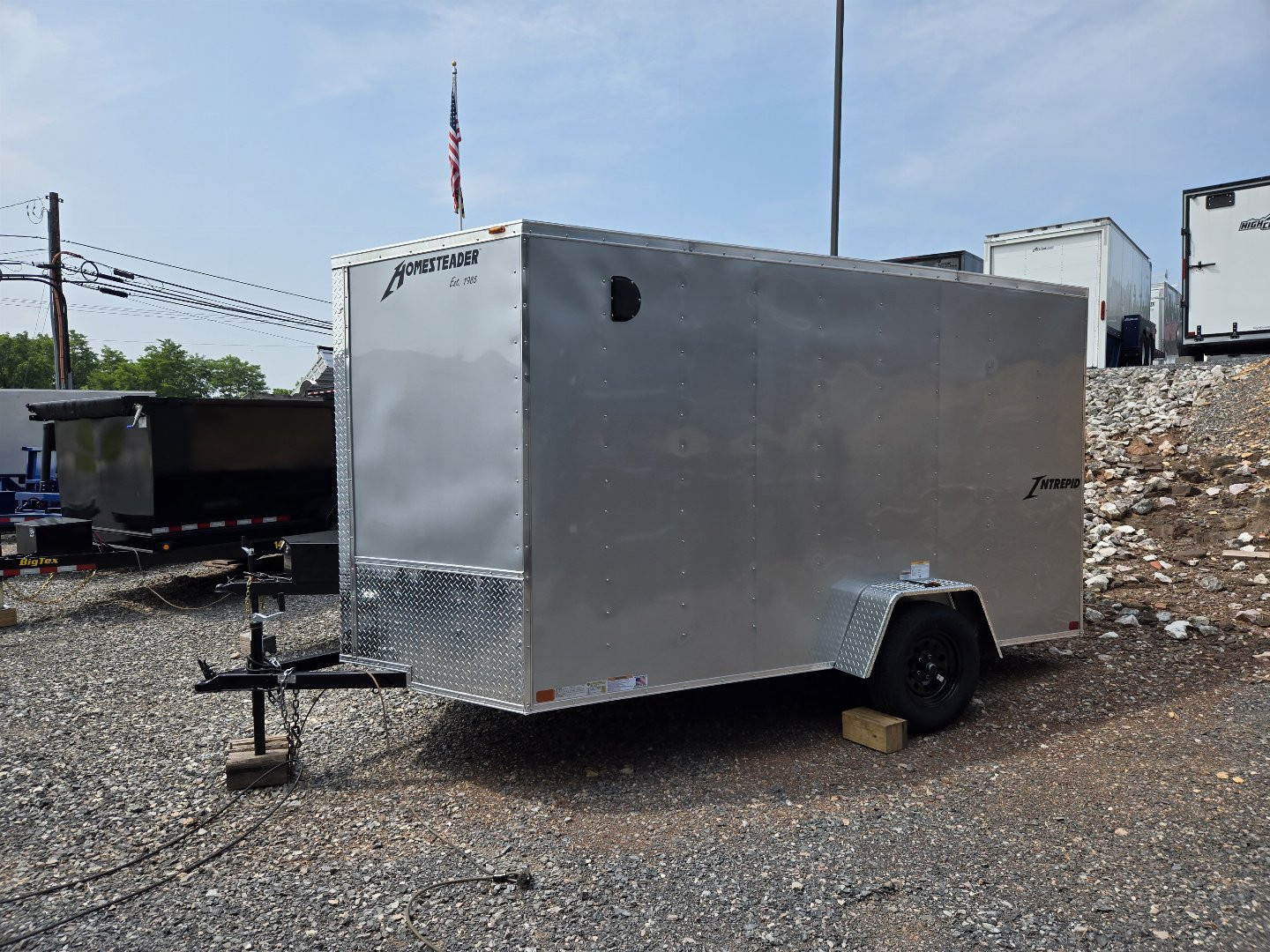 New 7 x 12 Homesteader Intrepid V-Nose Cargo Trailer, 3k GVWR **Silver ...