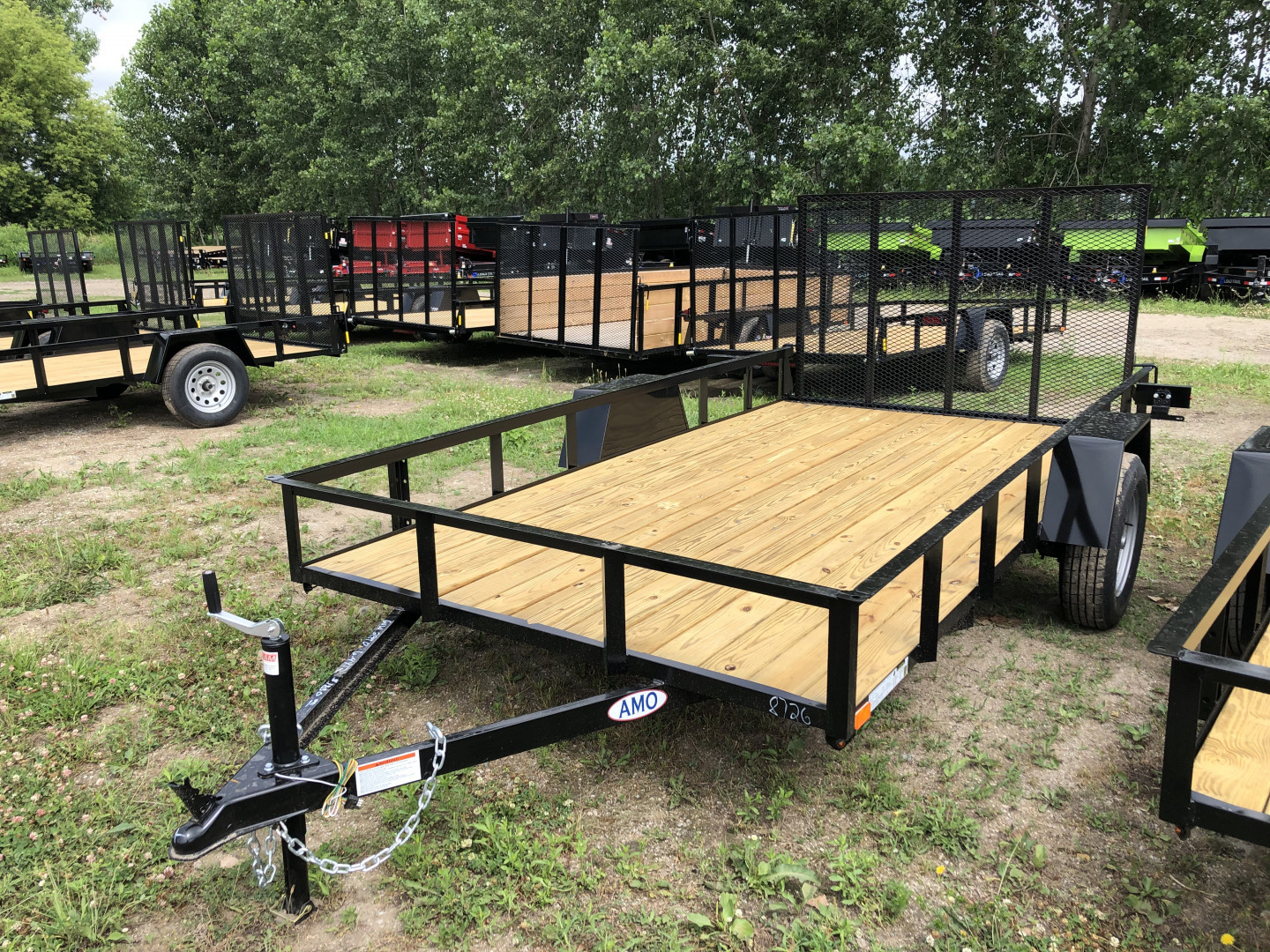 New 2025 AMO 6.4X12 W/ LED Lights and Spring Assist Gate Landscape Trailer