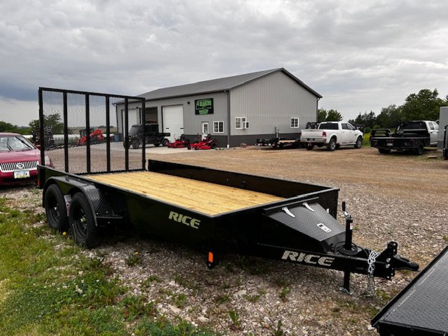 New 2025 Rice Trailers TST 82"X14' TANDEM AXLE SOLID SIDE 5' GATE Utility Trailer