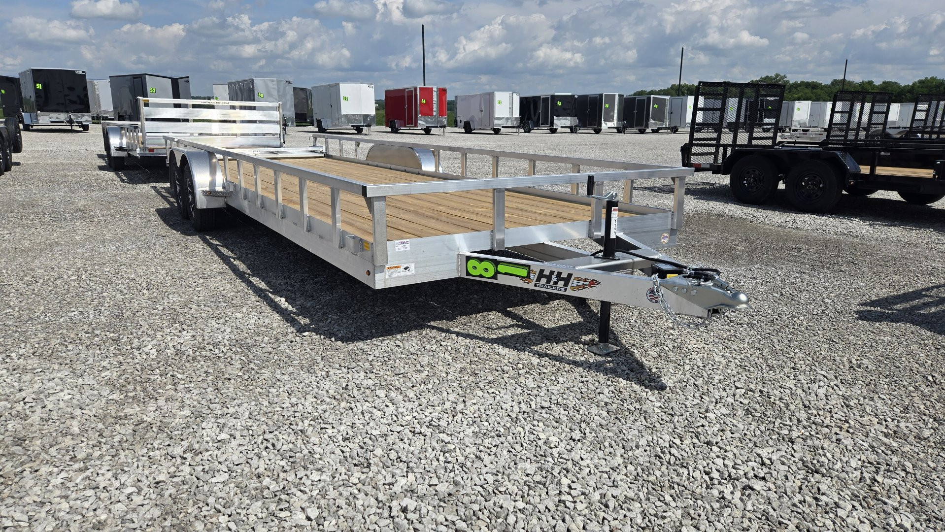 New 2025 H&H 82x24 Aluminum Rail Side Utility Trailer (7000lb GVWR)