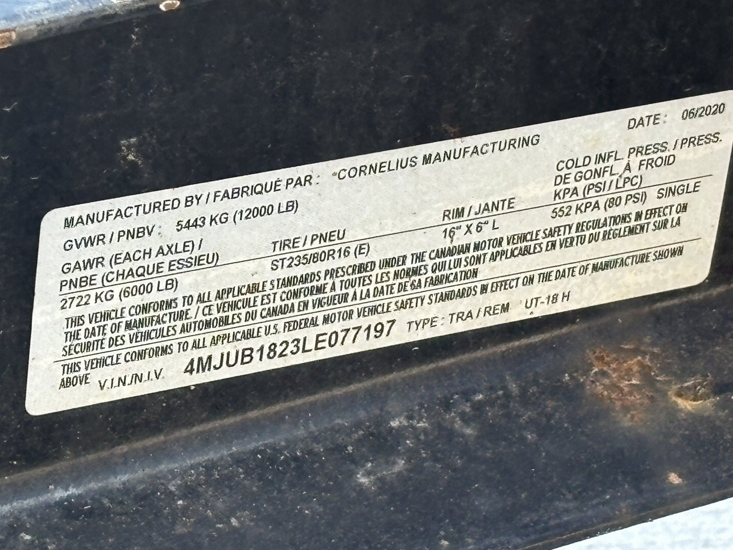 Used 2020 USED Corn Pro UT 18H - 82"X18' Equipment Trailer - Flat Deck - 12,000# GVWR