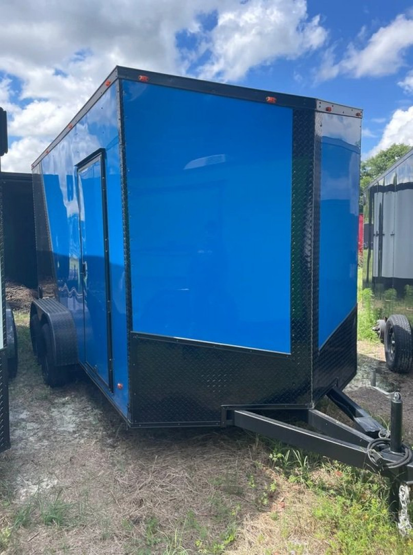 New 2024 PowerLine Cargo 7X14 TWO TONE PEPSI BLUE / Enclosed Trailer