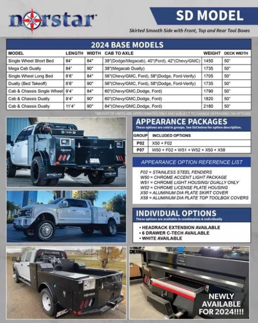New 2025 Norstar SD (Single Wheel Long Bed 8' 6'' L x 84" W- CTA 56 ...