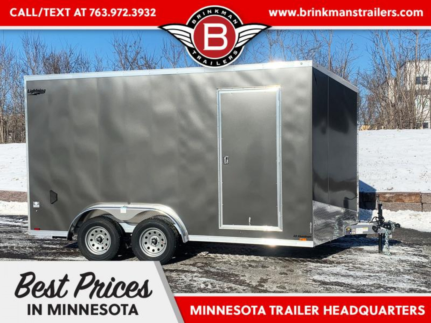 New Lightning 7.5x14 Aluminum Enclosed Trailer - Rear ramp door
