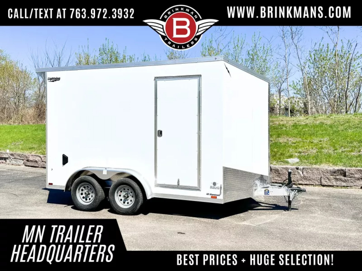 New Lightning 7.5x12 Aluminum Enclosed Trailer - Rear ramp door for ...