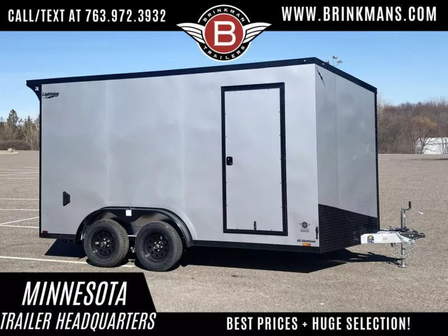 New Lightning 7.5x14 Aluminum Enclosed Trailer - Rear ramp door ...