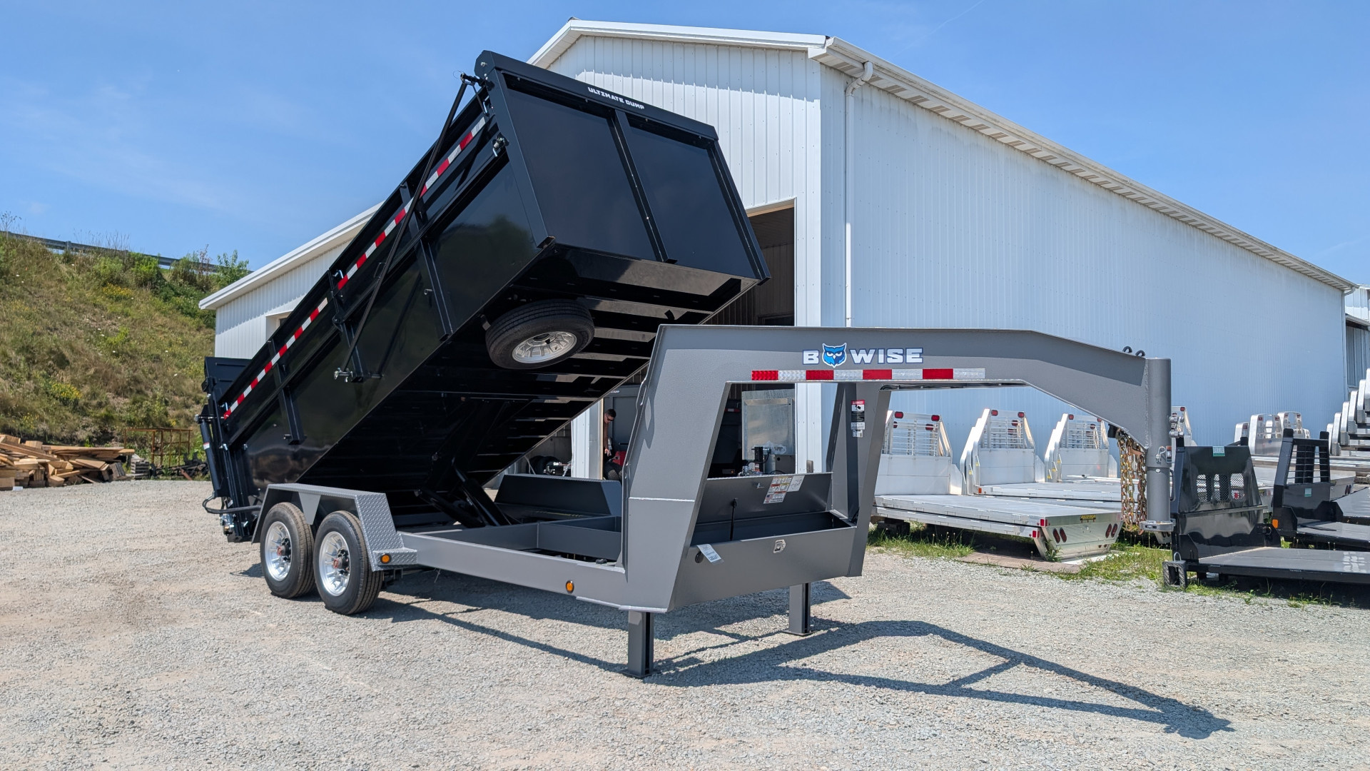 New 2026 BWISE 6'10" x 16 HD GOOSENECK Ultimate Dump Trailer w/ Hydraulic Gate