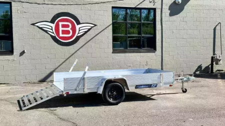 New Aluma 6310 ESA Open Utility Trailer w/ Full Rear Ramp -12" solid ...