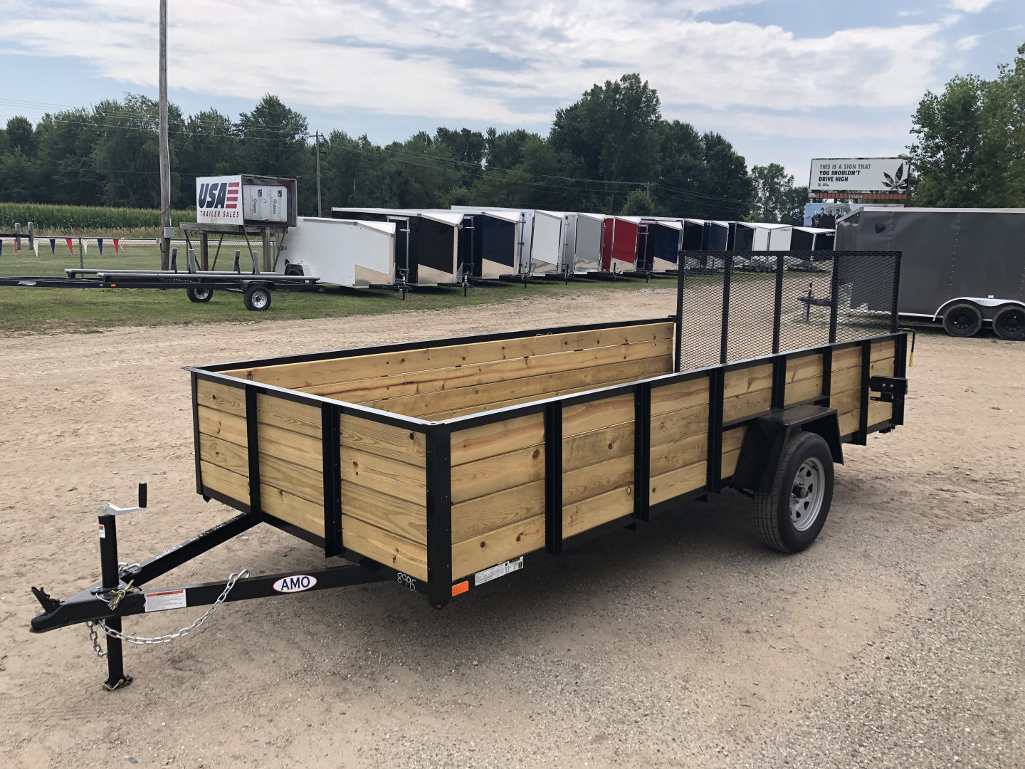 New 2026 AMO 6.4X14 Woodside w/ LED Lights and Spring Assist Landscape Trailer