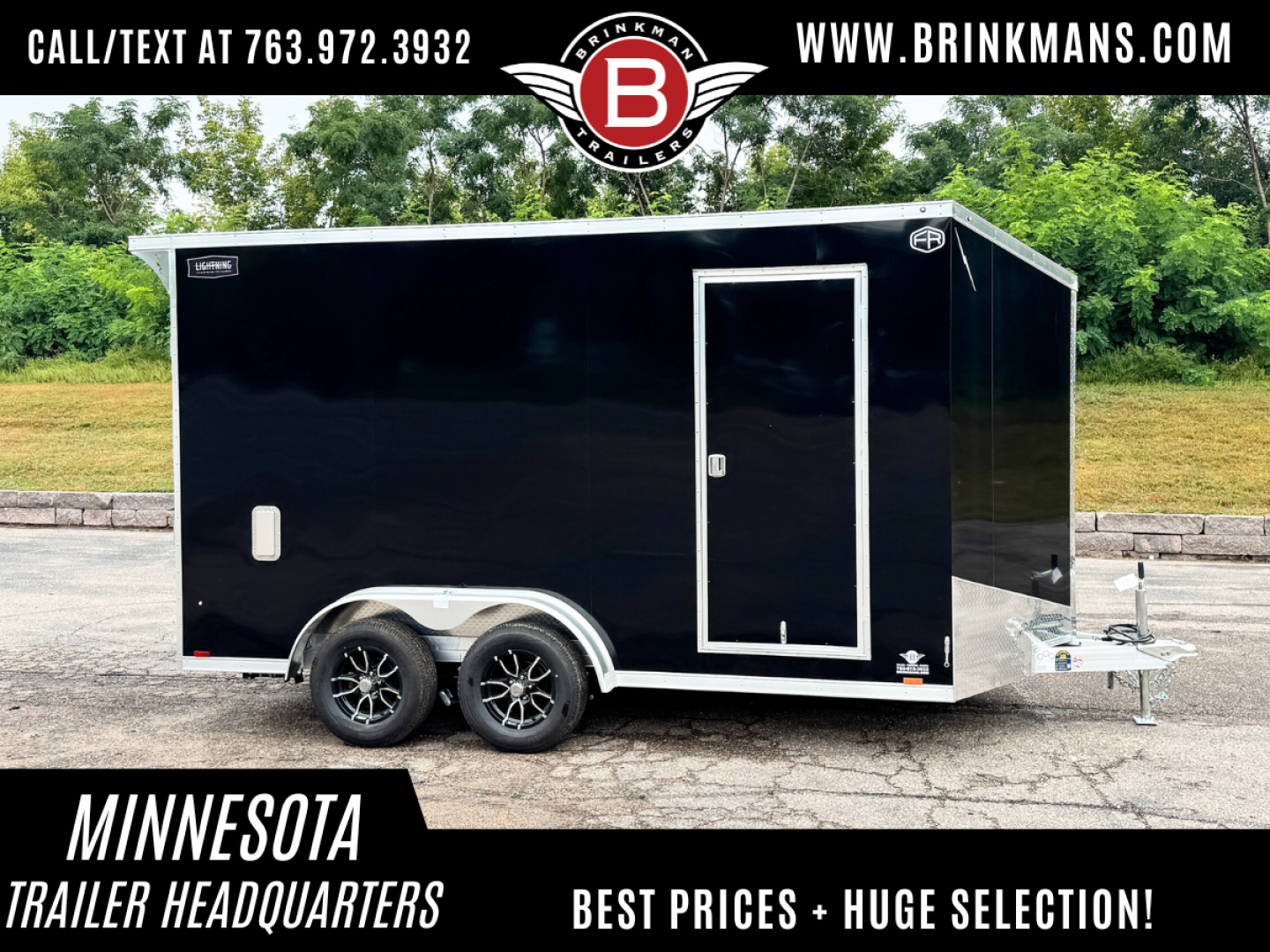 New Lightning 7.5x14 Aluminum Enclosed Trailer - Rear ramp door!