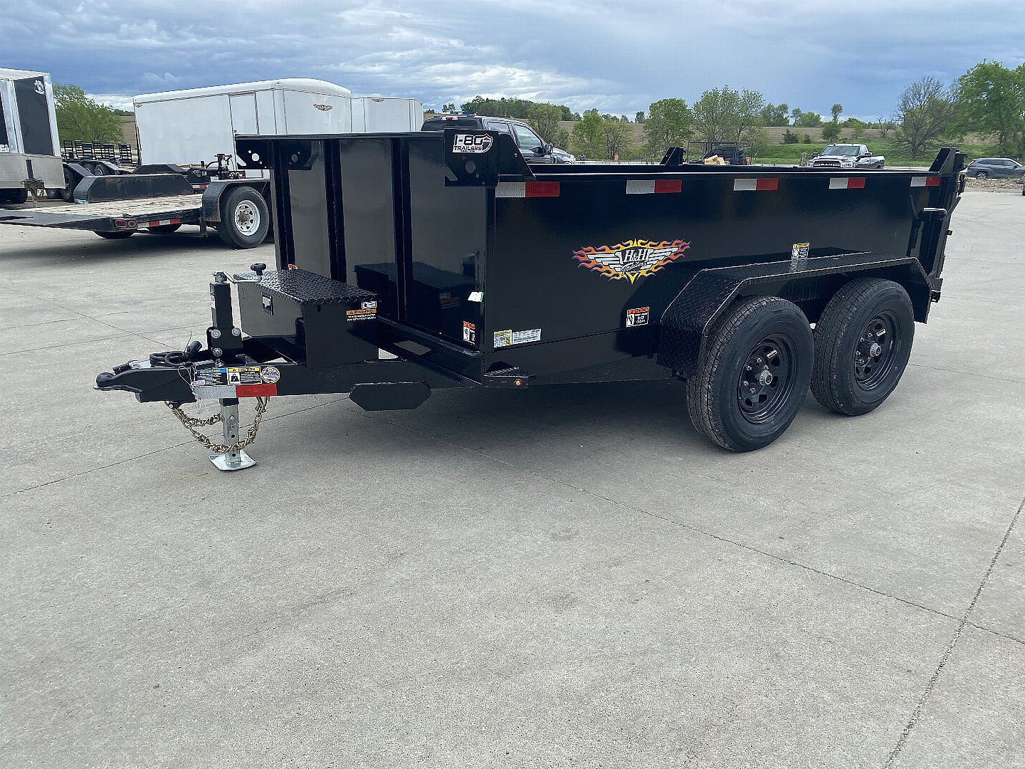 New 2026 H&H Black 76"x12' 10k Single Ram Utility Dump Trailer for sale ...