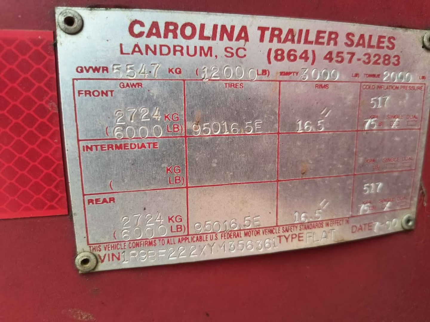 Used 2000 Carolina Trailer 12K 8x24 Equipment Trailer for sale in ...