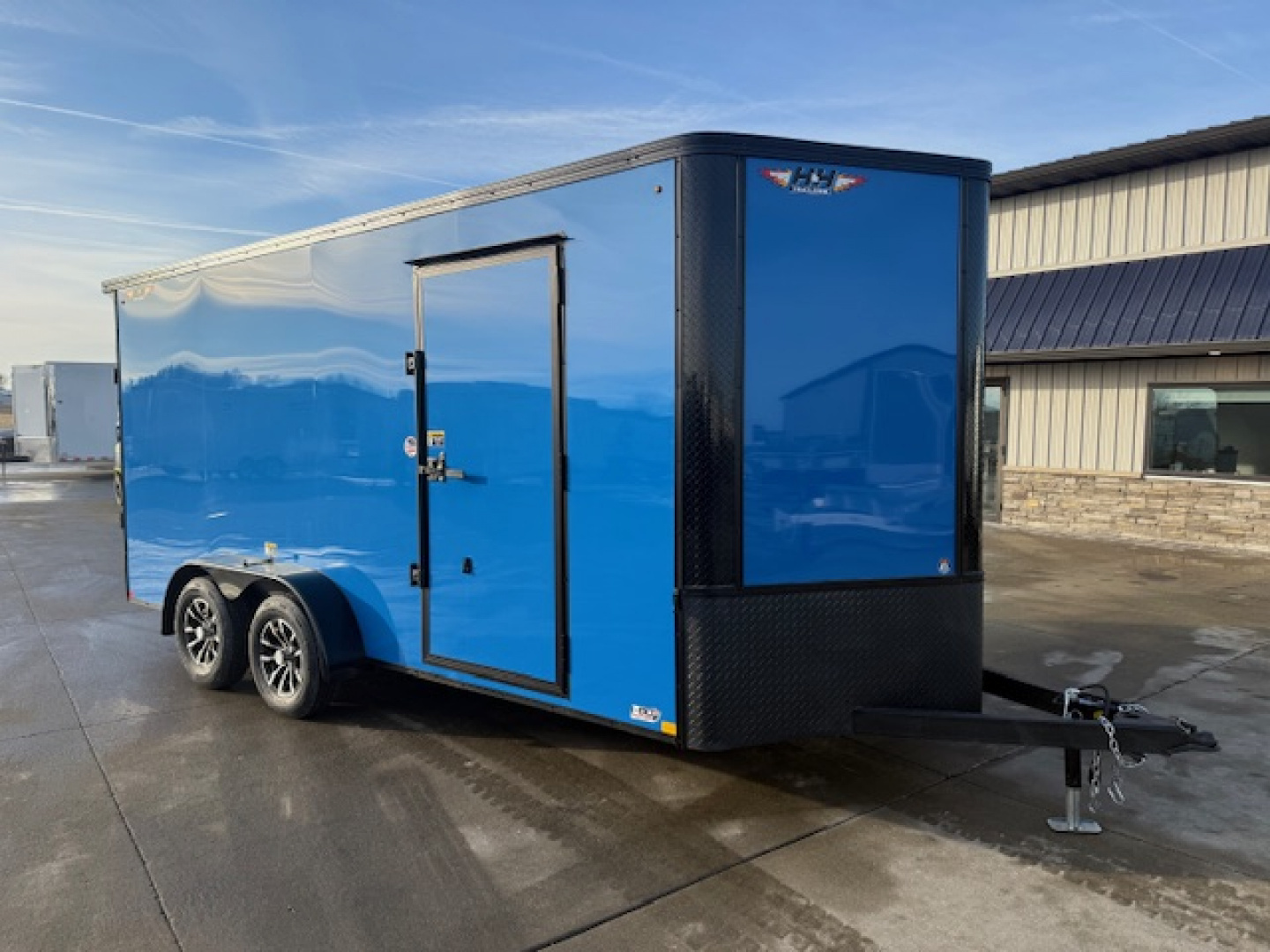 New 2026 H&H Blue/Black 7'x16' 7k Flat Top V-Nose Enclosed Cargo ...