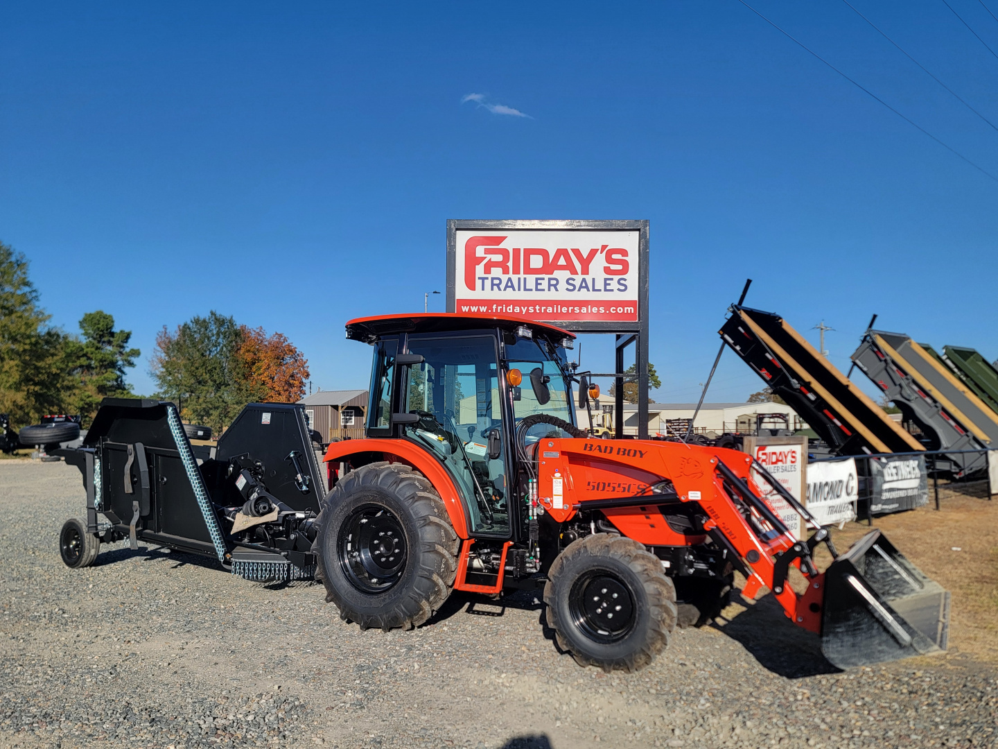 New 2026 Bad Boy 5055CS Cab Tractor w/ 12' Flexwing Rotary Cutter for ...